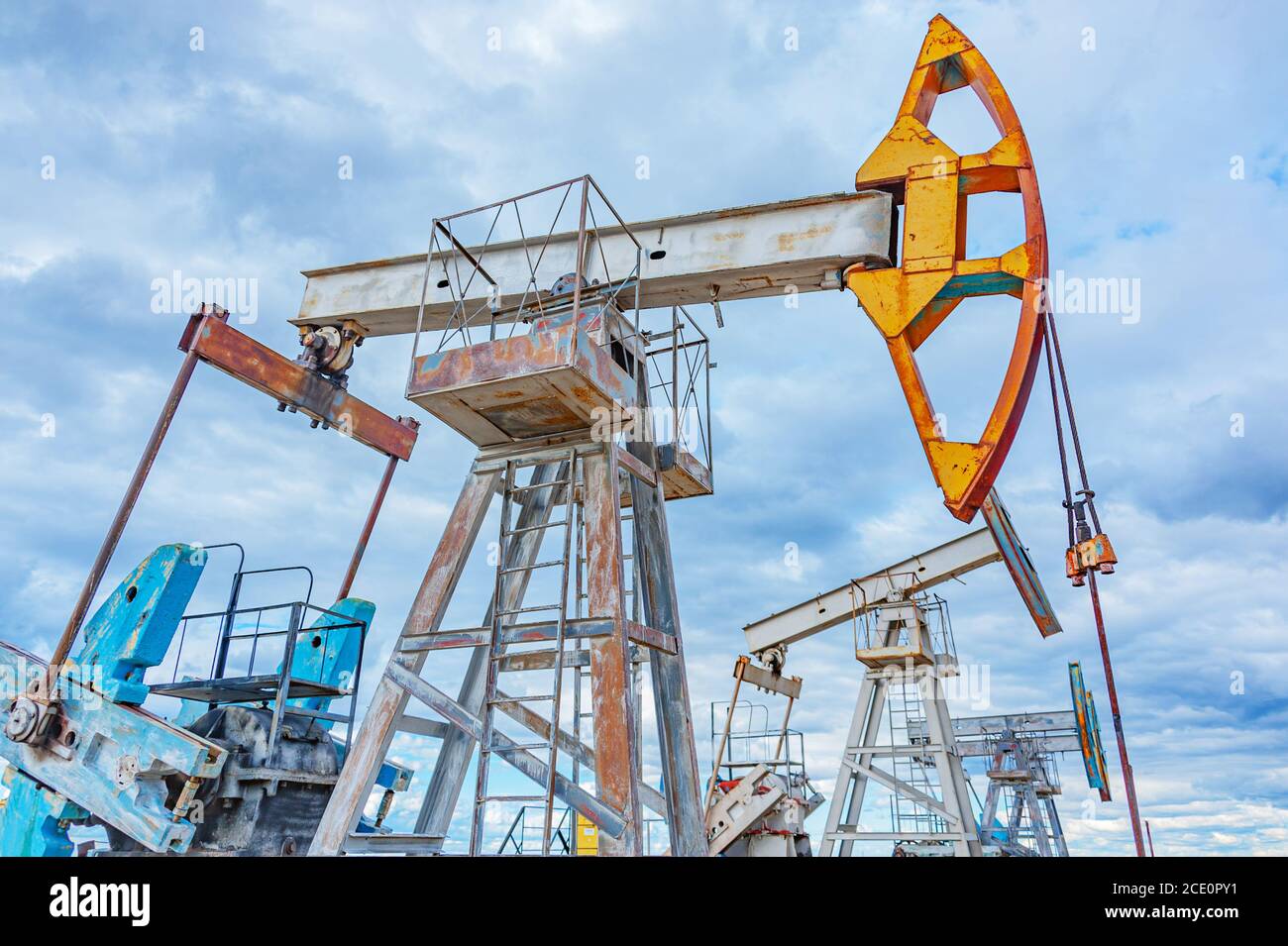 Petroleum concept. Oil pump rig. Oil and gas production. Oilfield site ...
