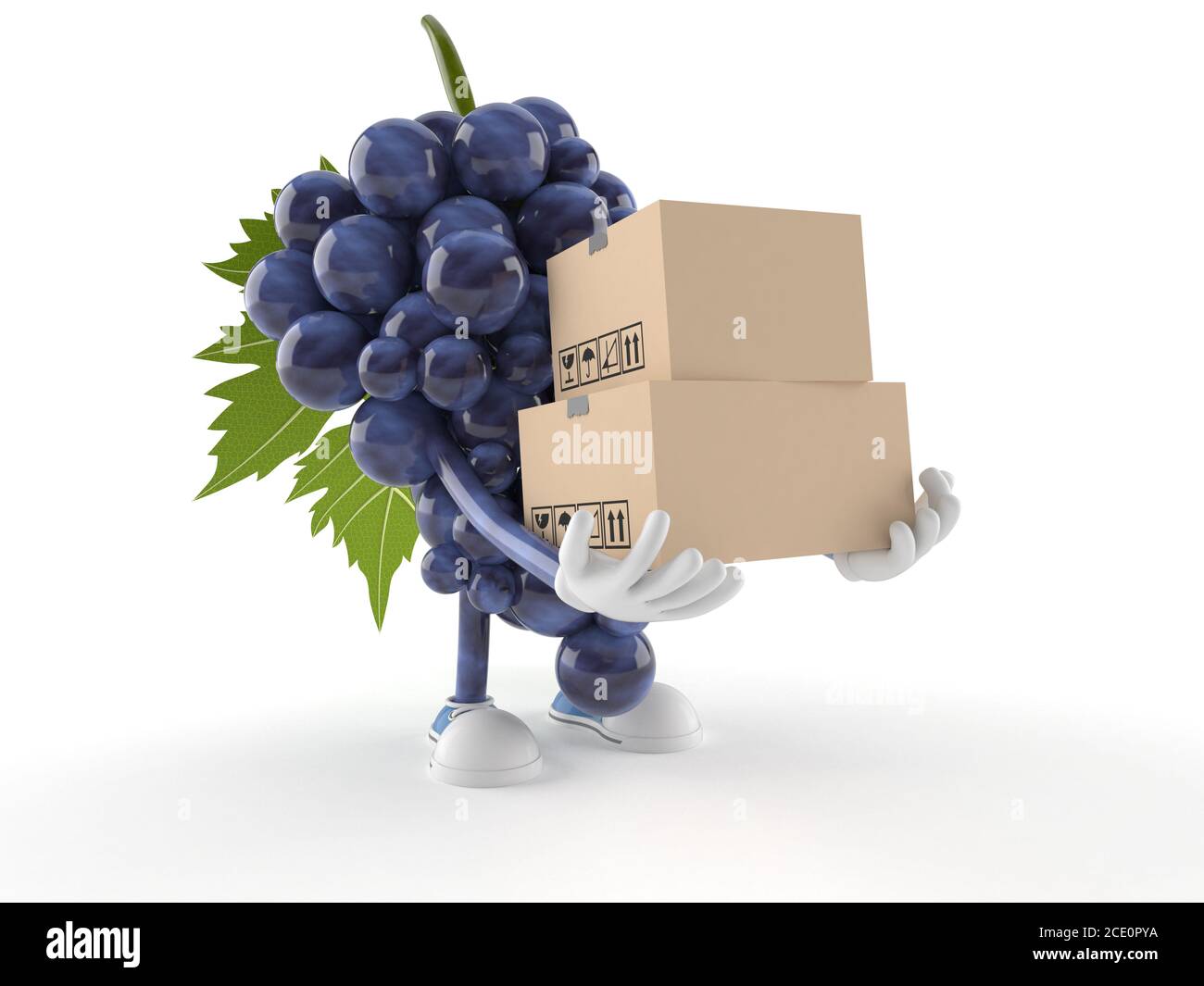 Grapes character with boxes isolated on white background Stock Photo ...