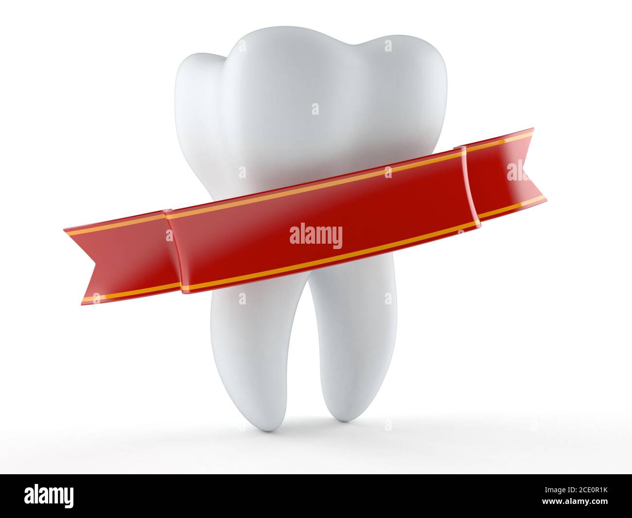 Tooth with blank ribbon isolated on white background Stock Photo - Alamy
