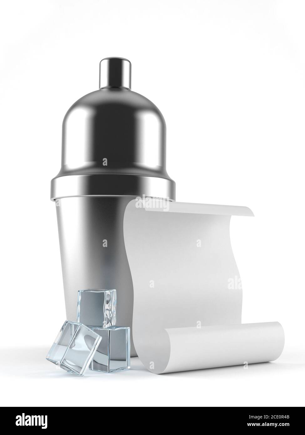 Cocktail shaker with blank recipe isolated on white background Stock ...