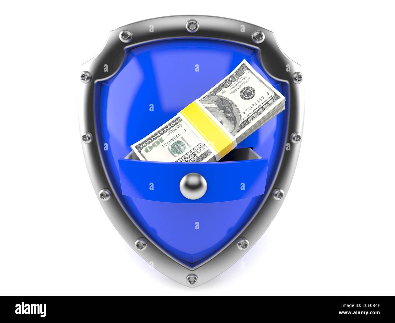 Shield with money isolated on white background Stock Photo - Alamy