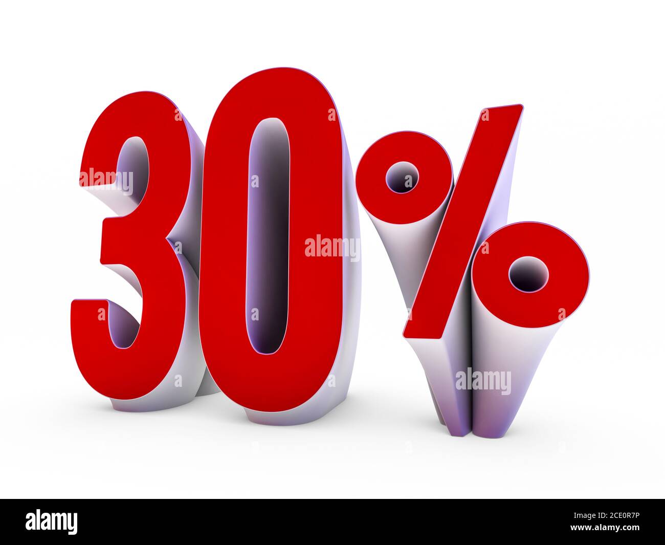Seasonal sales background. Lettering of 30 percent on white. 3D ...
