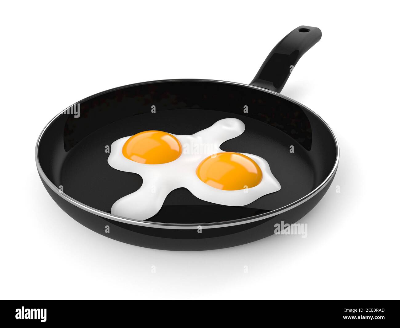 Pan with eggs isolated on white background Stock Photo - Alamy