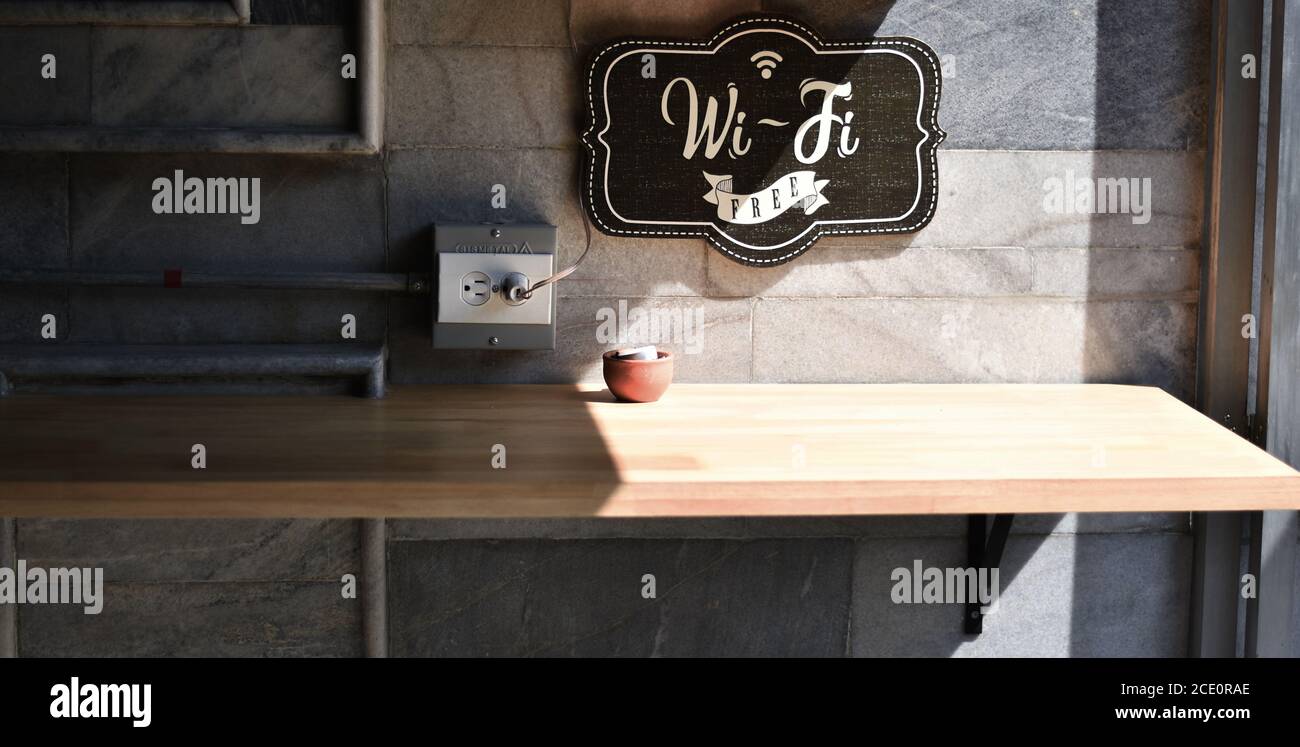 Free wifi sign inside a coffee shop Stock Photo - Alamy