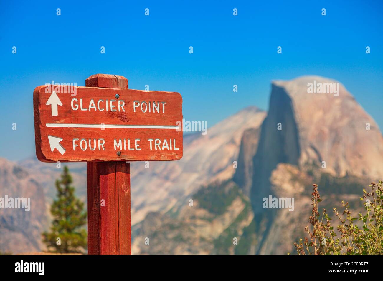 AMERICAN SUNSET: wooden road sign of Glacier Point trail in Yosemite ...