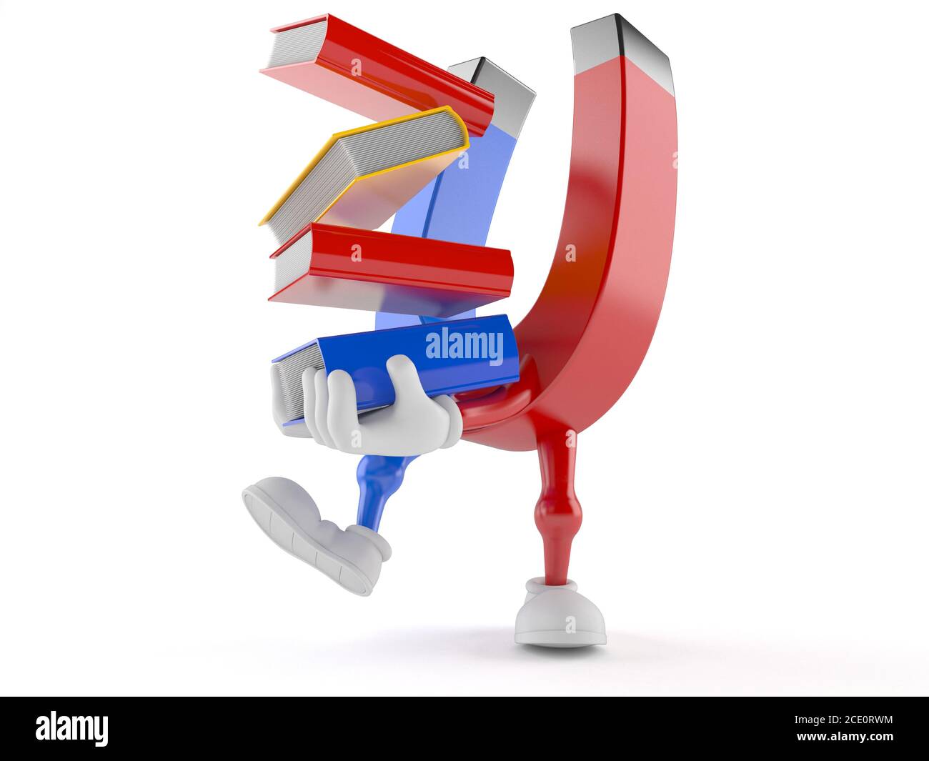 Magnet character carrying books isolated on white background Stock ...