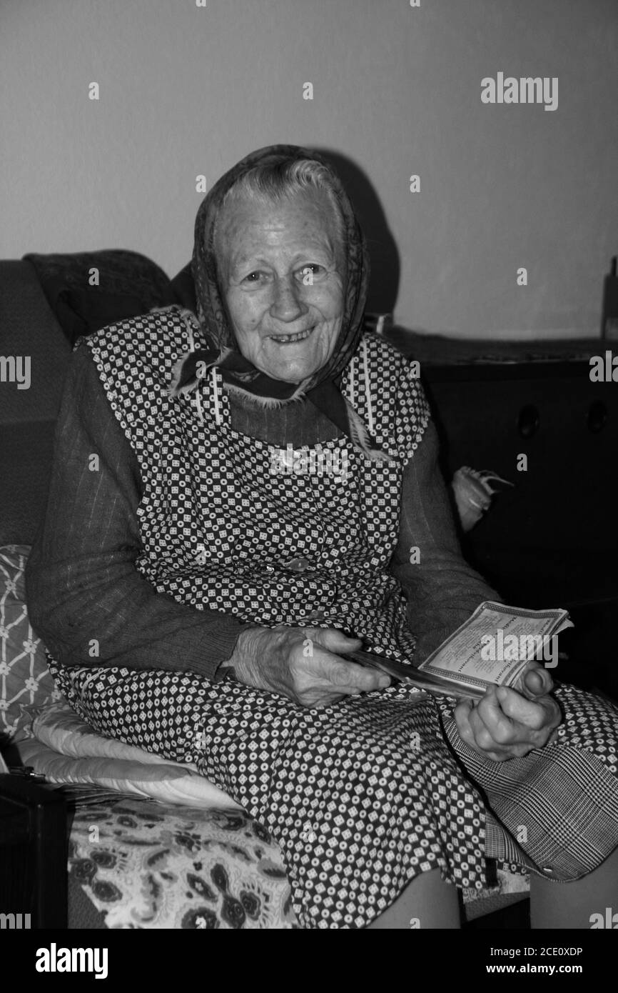 A portrait of the Smiling, Happy, Old Woman, Senior, Retired Woman ...