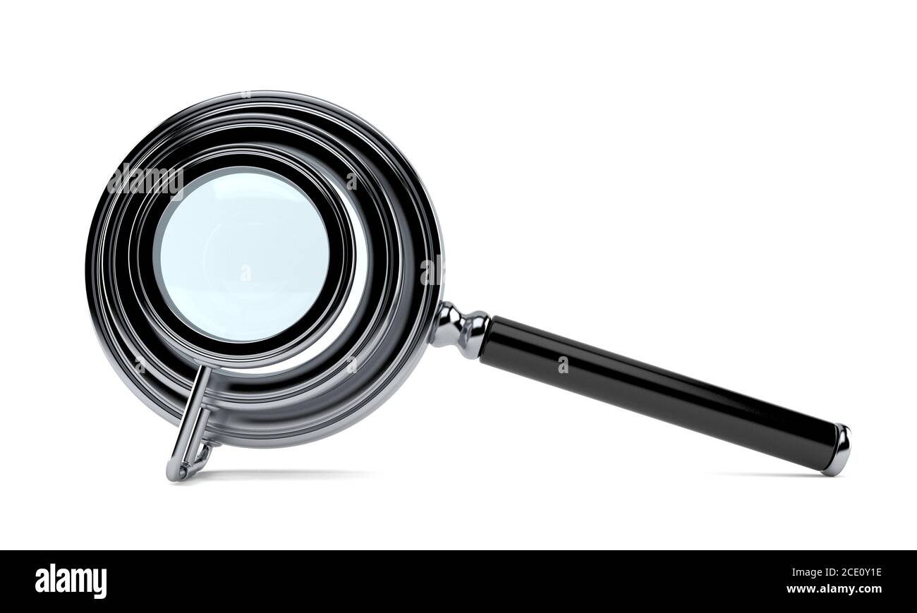 Power magnifying glass isolated on white background Stock Photo - Alamy