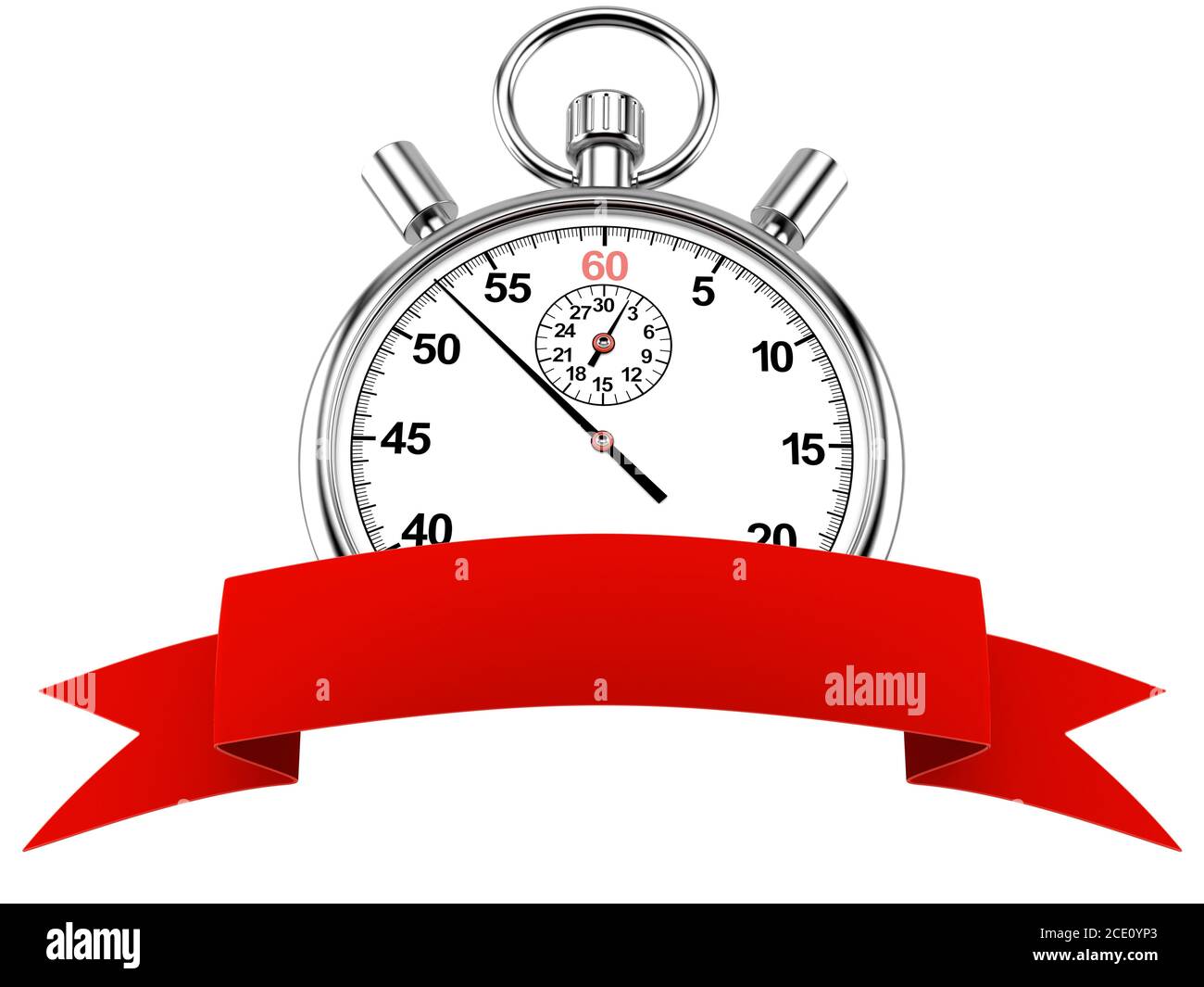 Stopwatch with blank red ribbon isolated on white background Stock ...