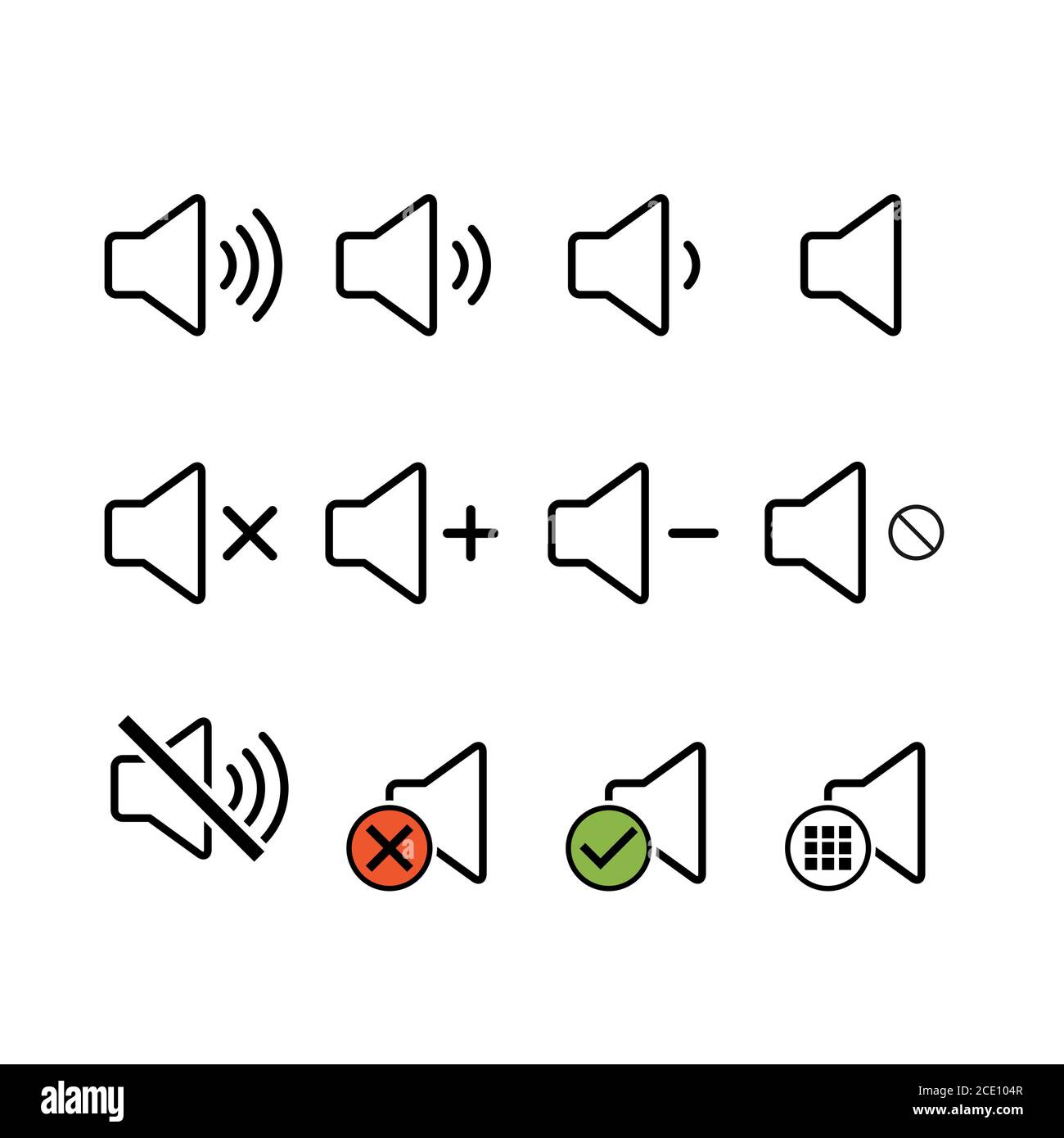 Set of music sound icon, audio volume symbol. Vector illustration ...