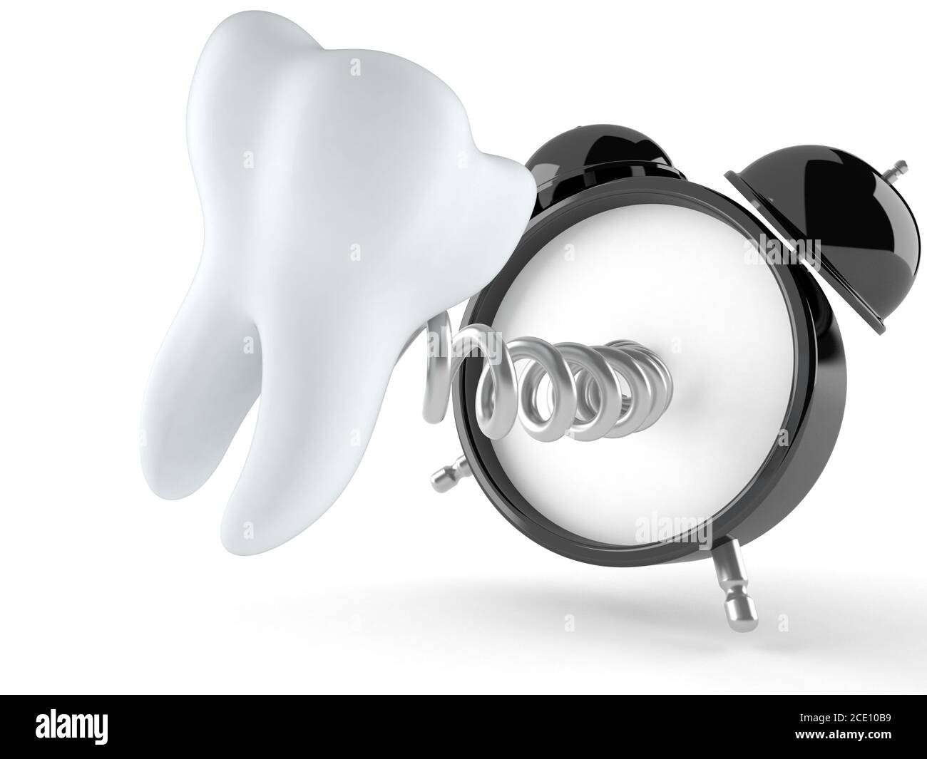 Alarm clock with tooth isolated on white background Stock Photo - Alamy