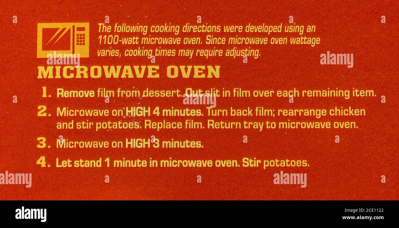 Microwave dinner instructions hi-res stock photography and images - Alamy