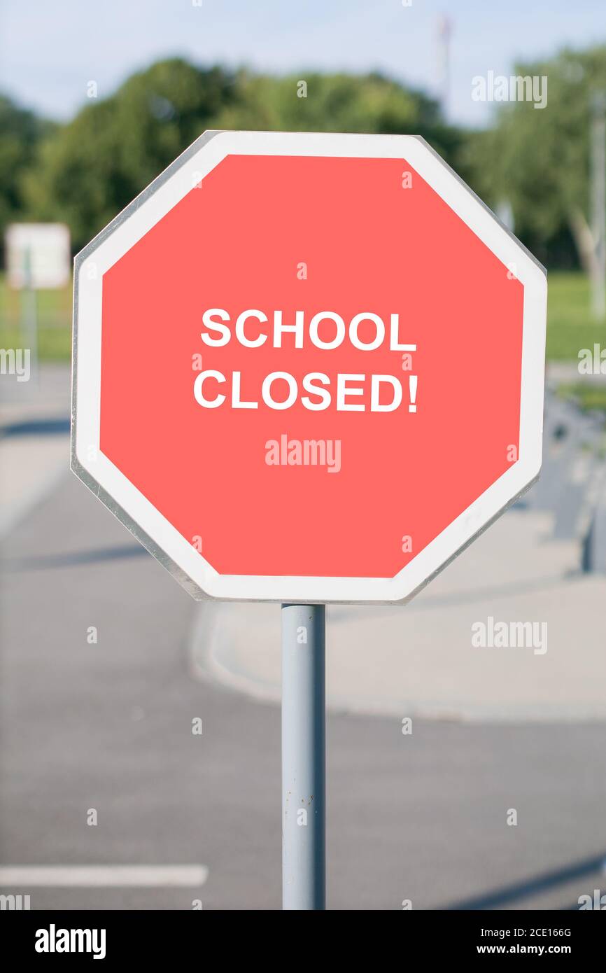 Covid 19 school warning sign hi-res stock photography and images - Alamy