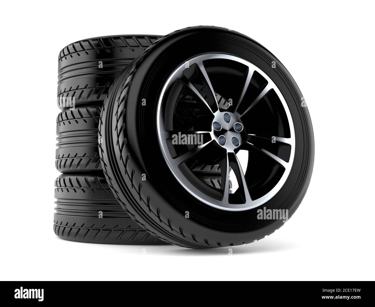 Car wheels sets isolated on white background Stock Photo - Alamy