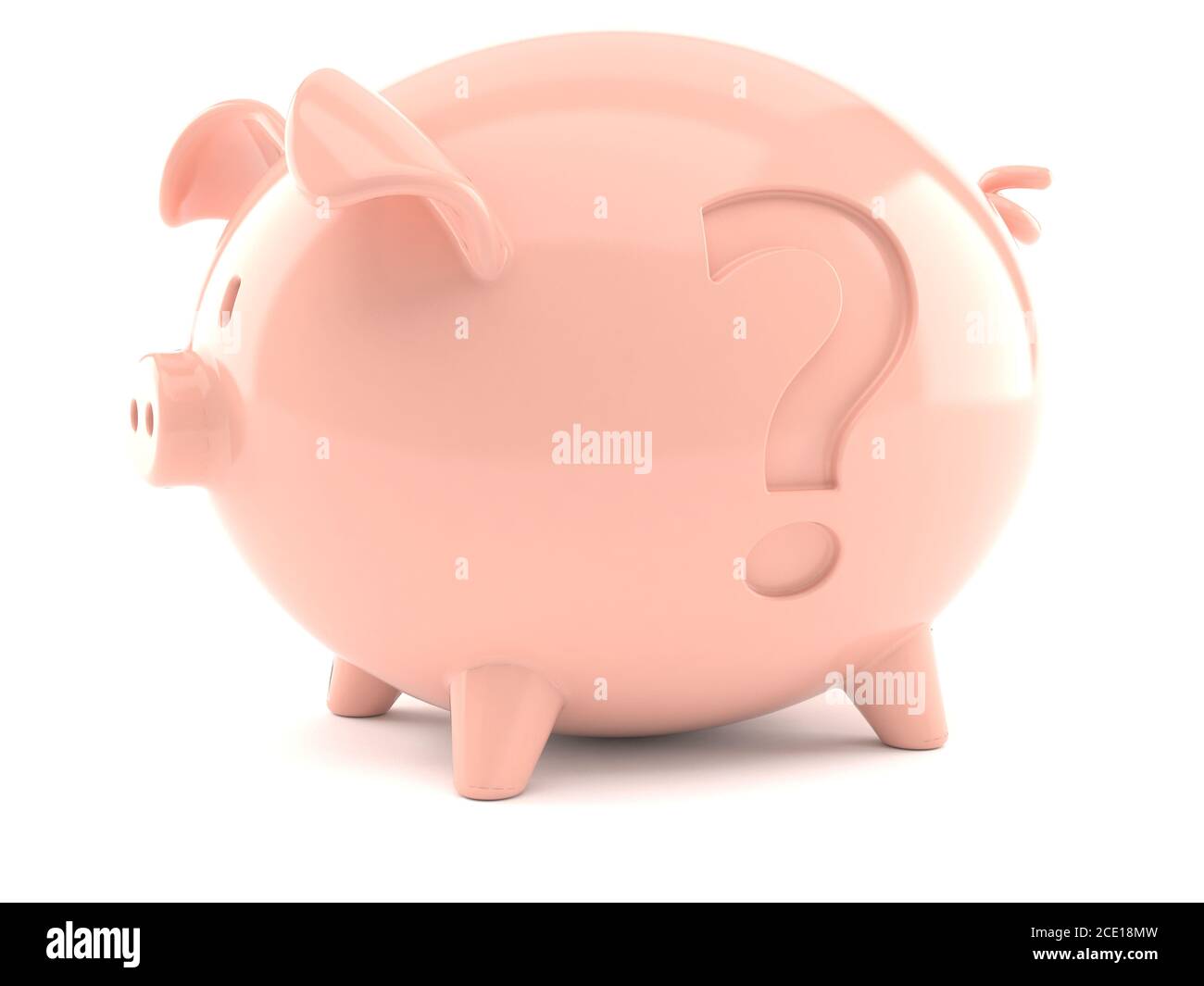 Piggy bank with question mark isolated on white background Stock Photo ...
