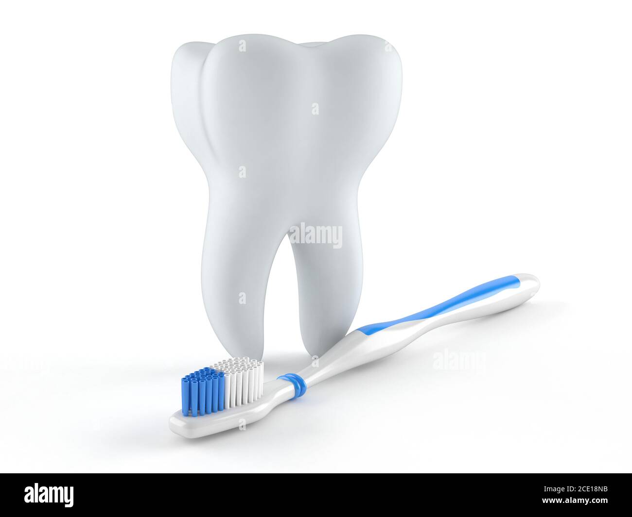 Tooth with toothbrush isolated on white background Stock Photo - Alamy
