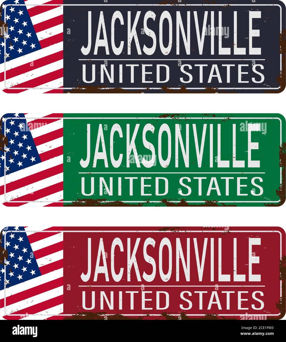 Jacksonville, Florida, road sign set vector illustration,USA city Stock ...