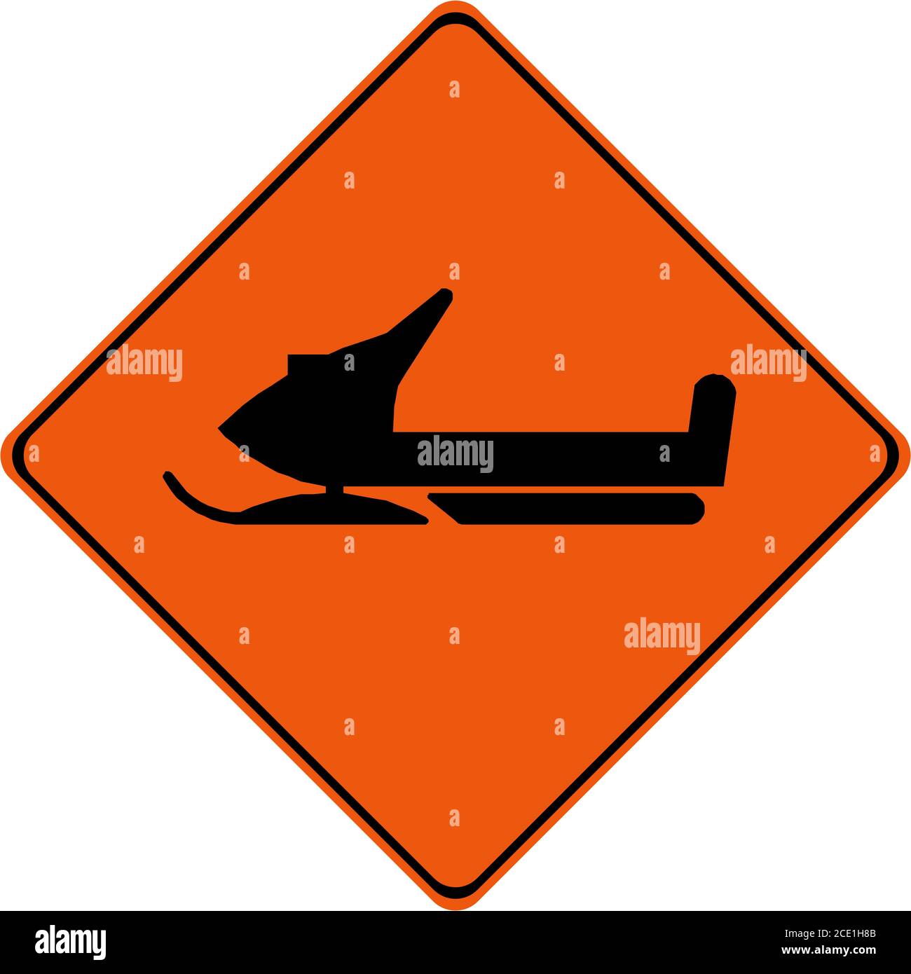 Warning sign with snowmobile symbol Stock Photo - Alamy