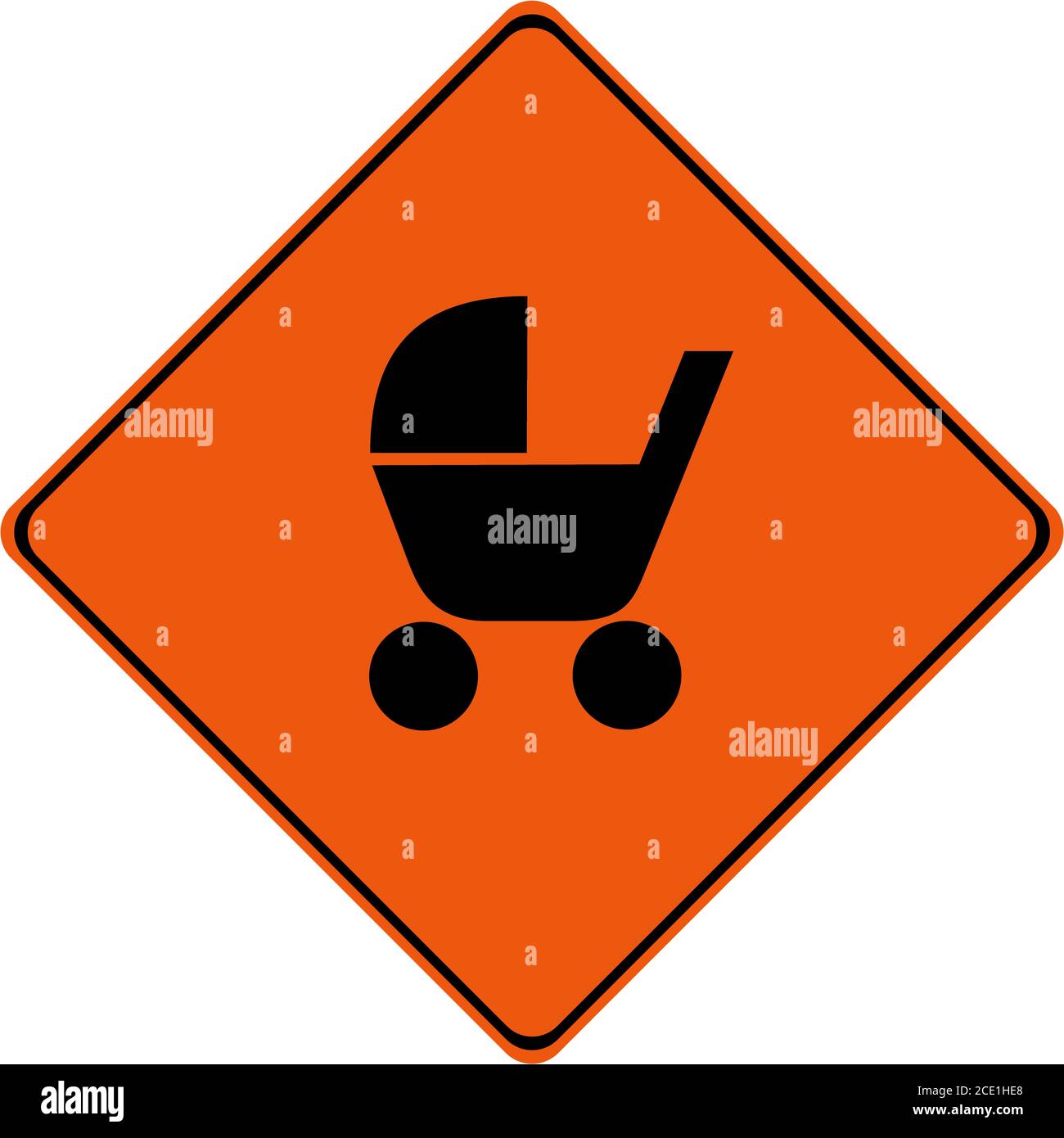 Warning sign with stroller symbol Stock Photo - Alamy