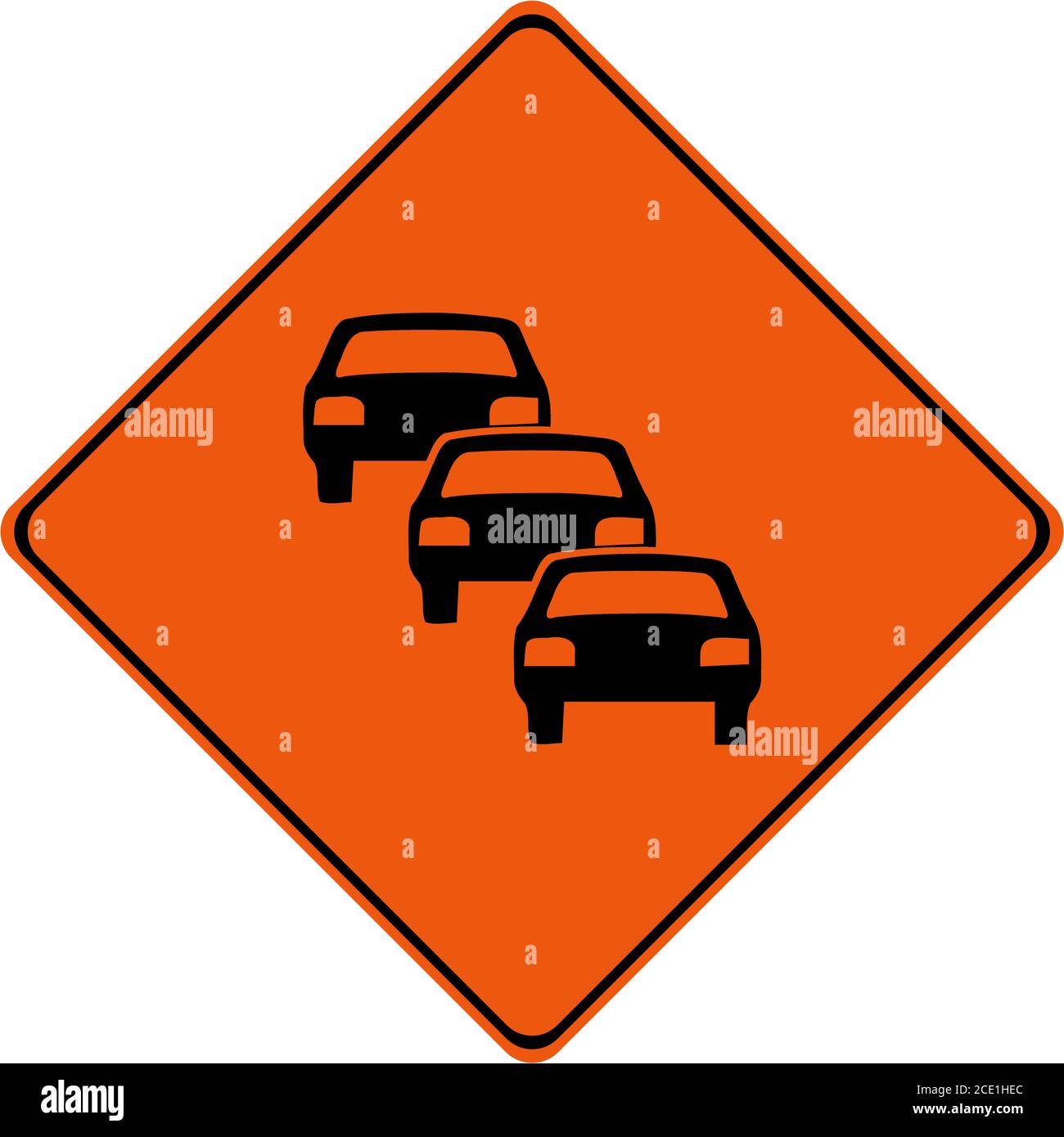 Warning sign with traffic queue symbol Stock Photo - Alamy