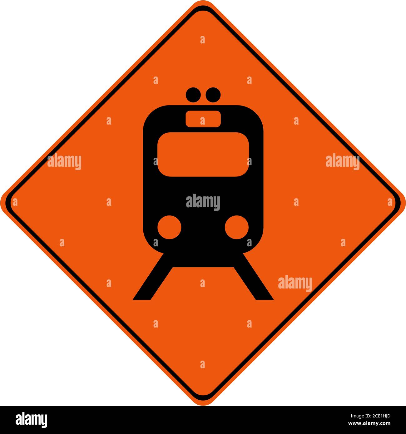 Warning sign with train symbol Stock Photo - Alamy