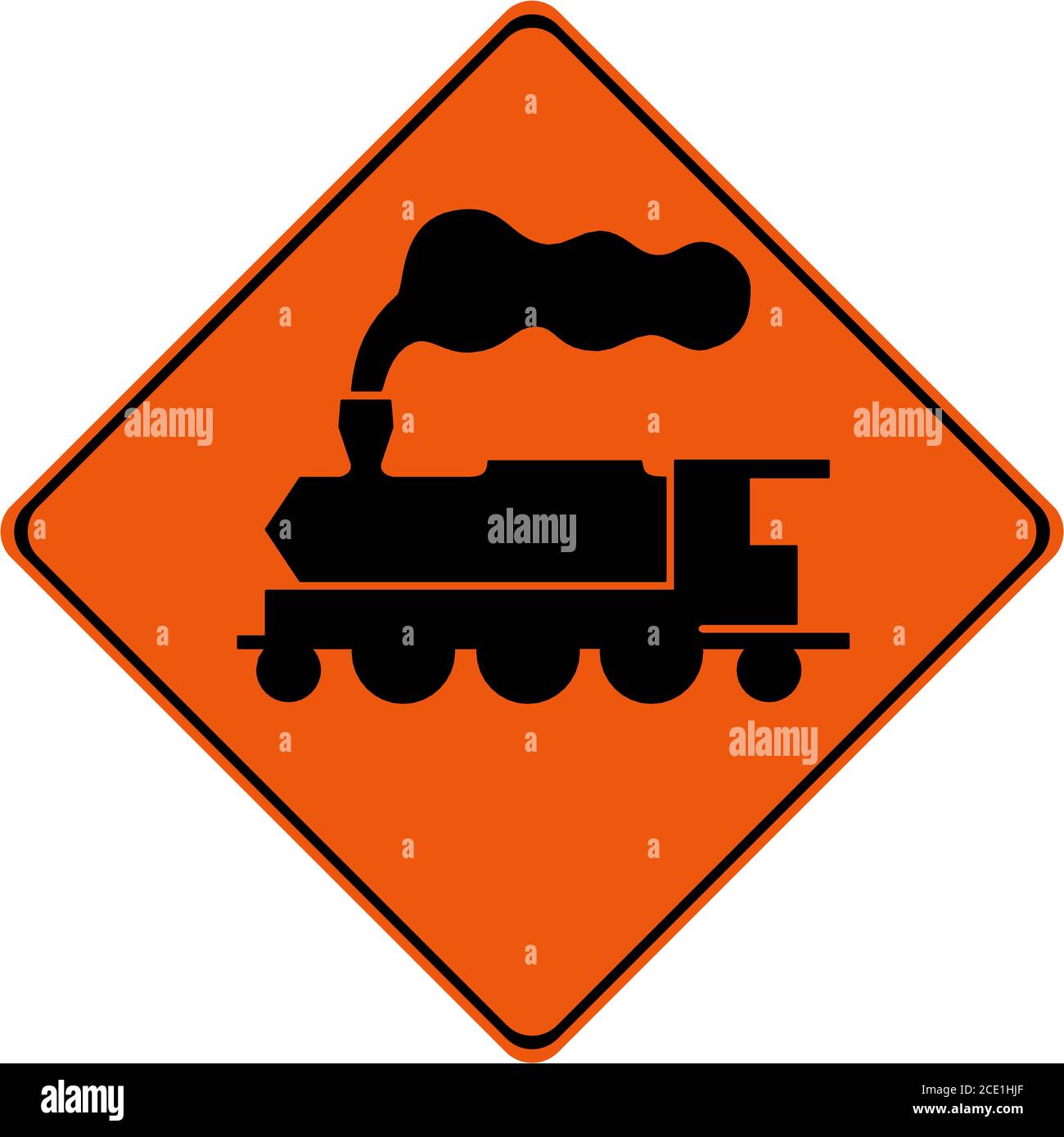 Warning sign with train symbol Stock Photo - Alamy
