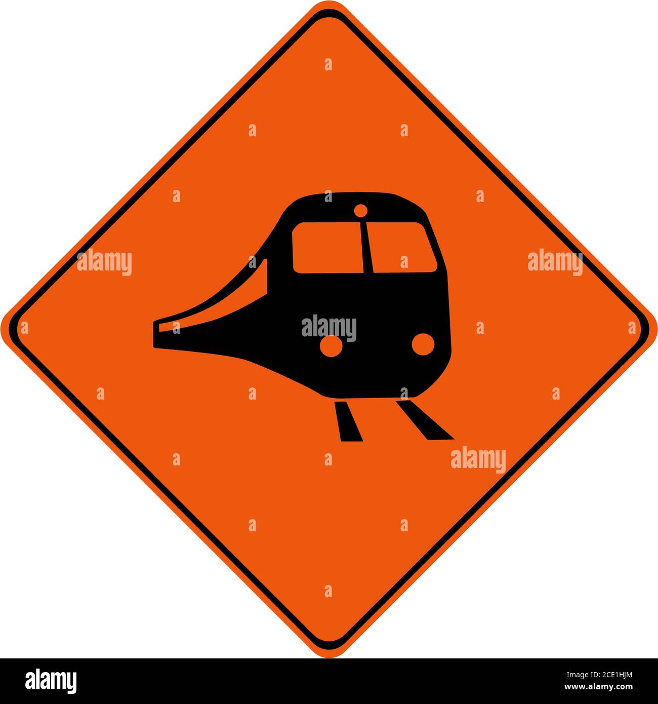 Warning sign with train symbol Stock Photo - Alamy