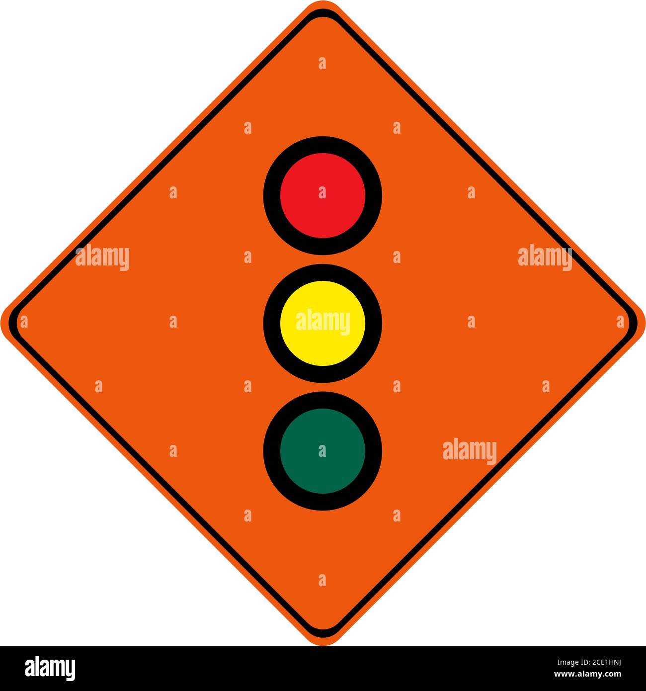 Warning sign with traffic light symbol Stock Photo - Alamy