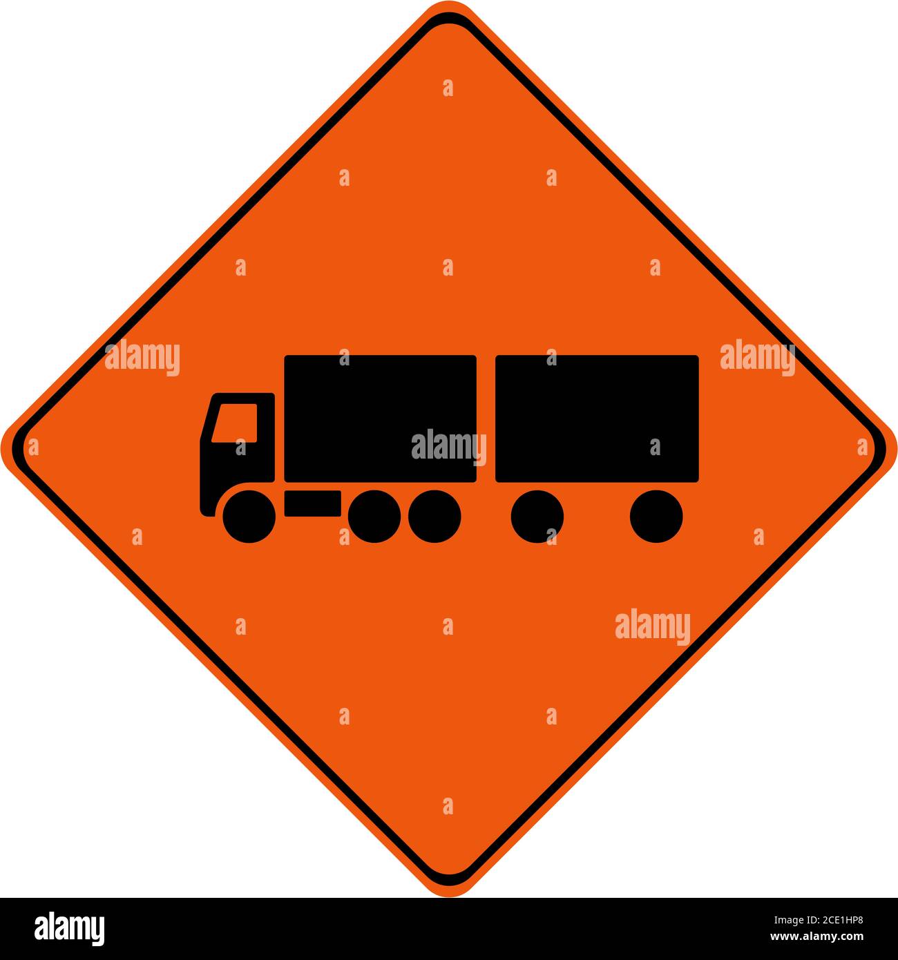 Warning sign with truck symbol Stock Photo - Alamy