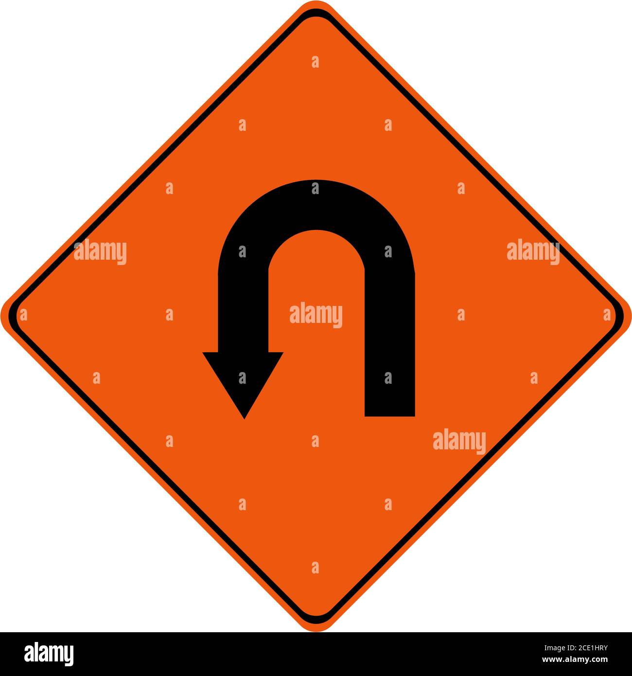 Warning sign with U-turn symbol Stock Photo - Alamy