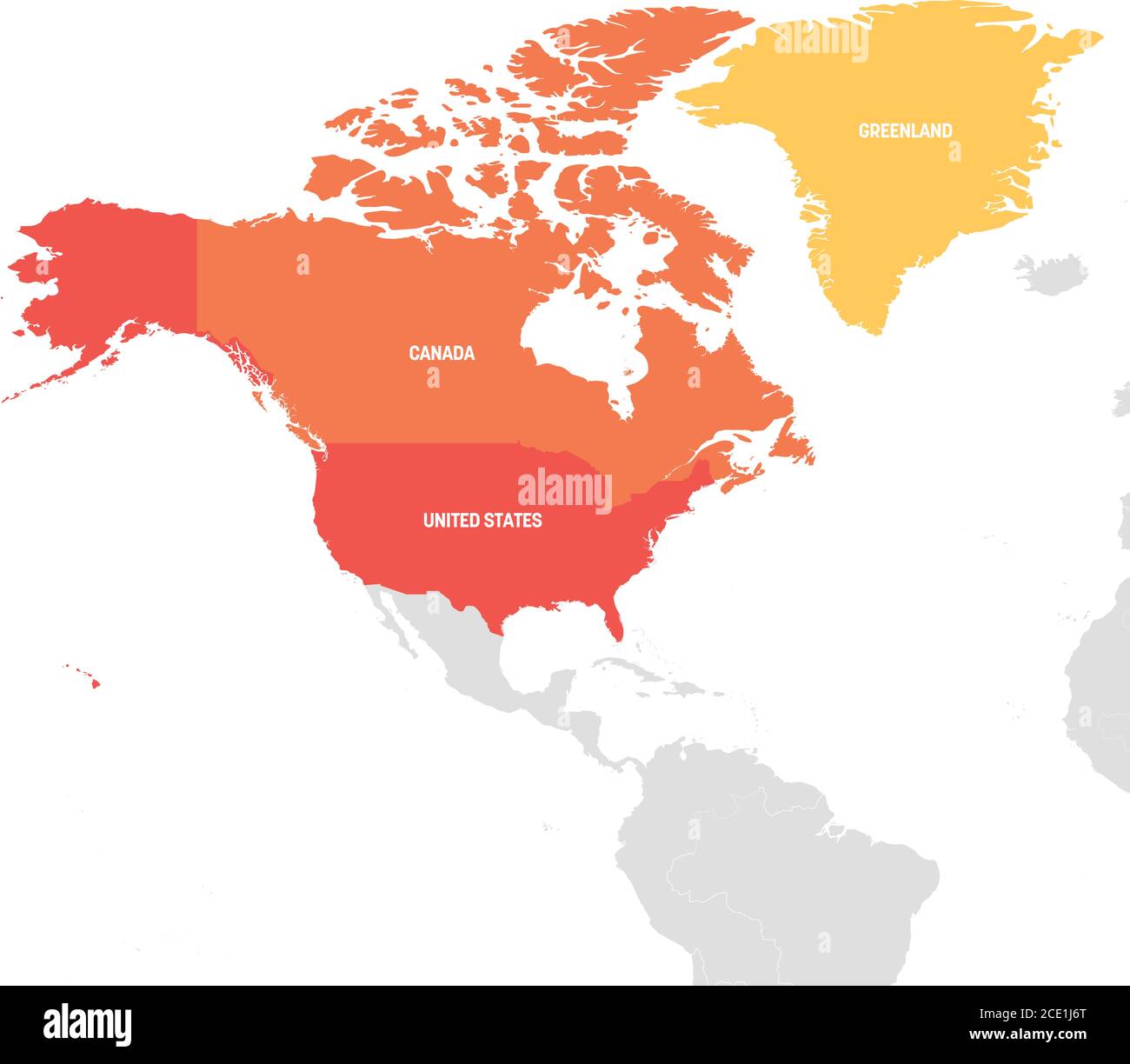 North America Region. Map of countries in northern America. Vector ...