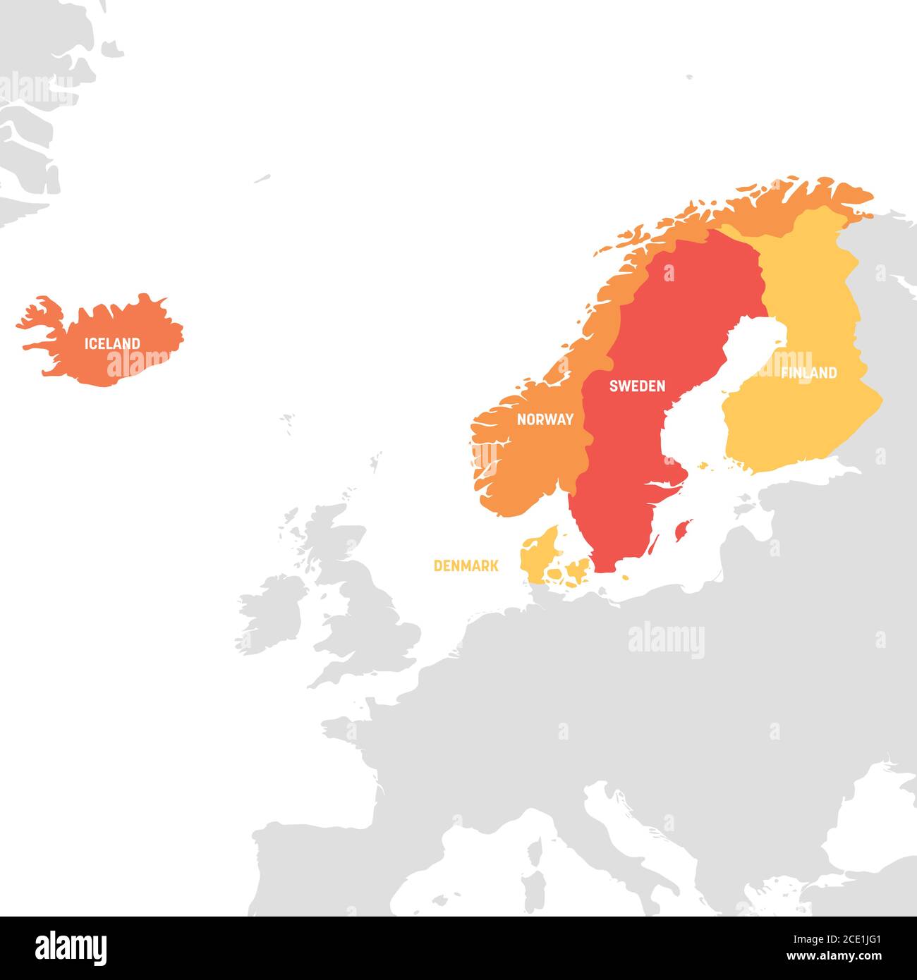 North Europe Region. Map of countries of Scandinavia. Vector ...