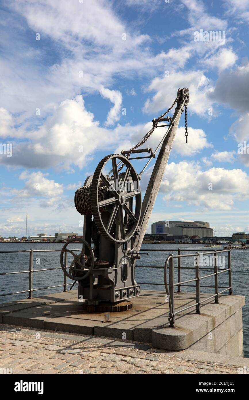 Historic crane on the waterfront in Copenhagen Stock Photo - Alamy