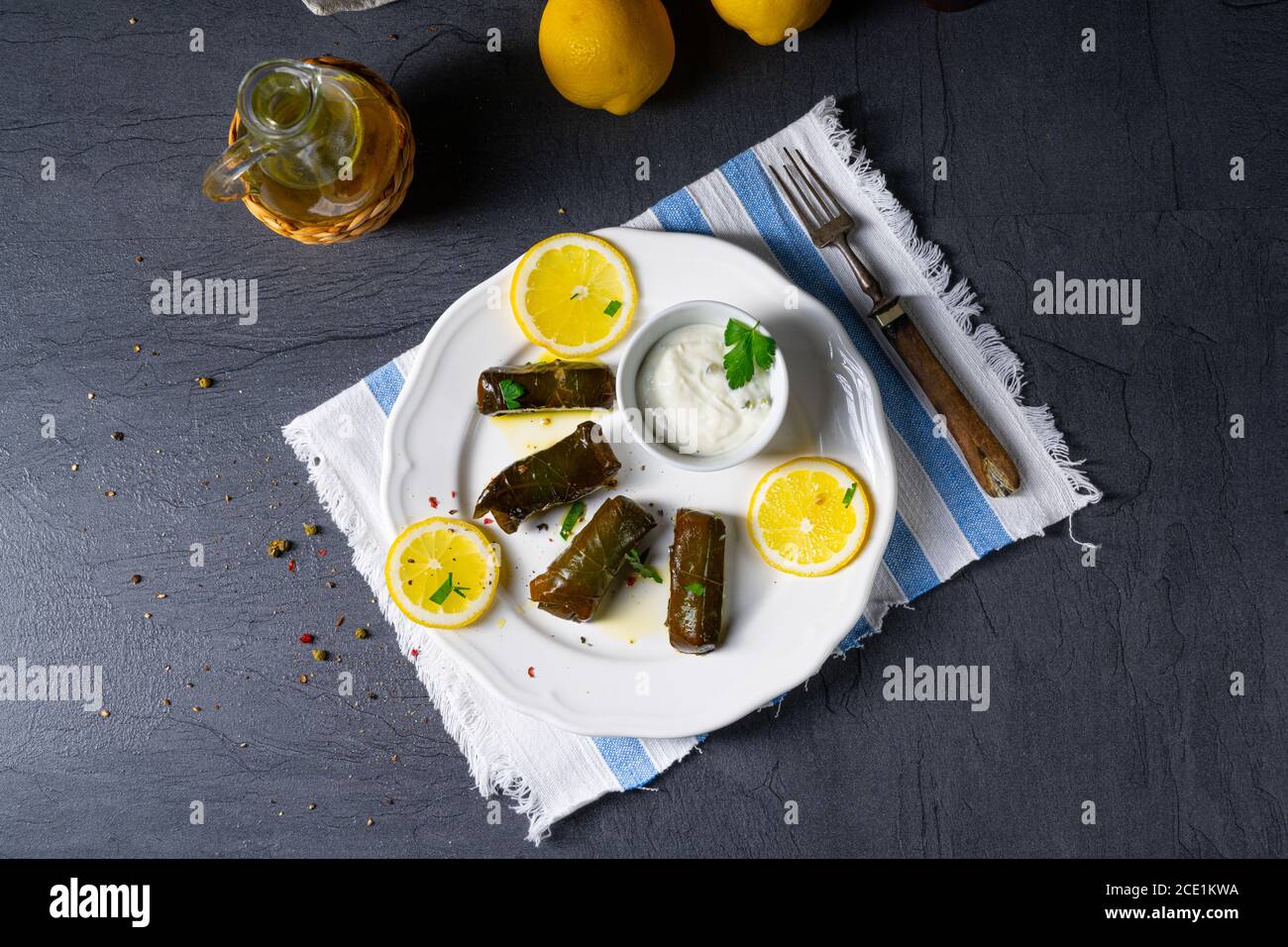 Dolmades - stuffed grape leaves the Greek way Stock Photo - Alamy