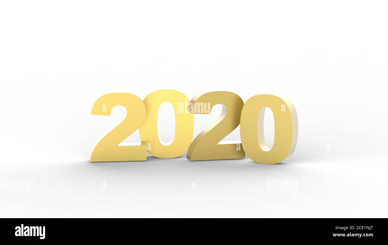 New Year 2020 golden bold letters 3d render illustration Stock Photo ...