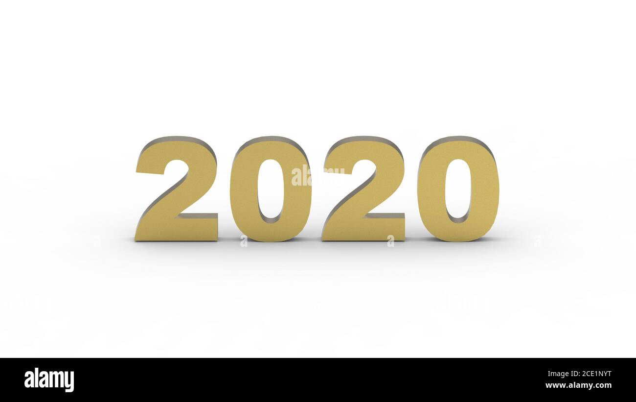 New Year 2020 golden bold letters 3d render illustration Stock Photo ...