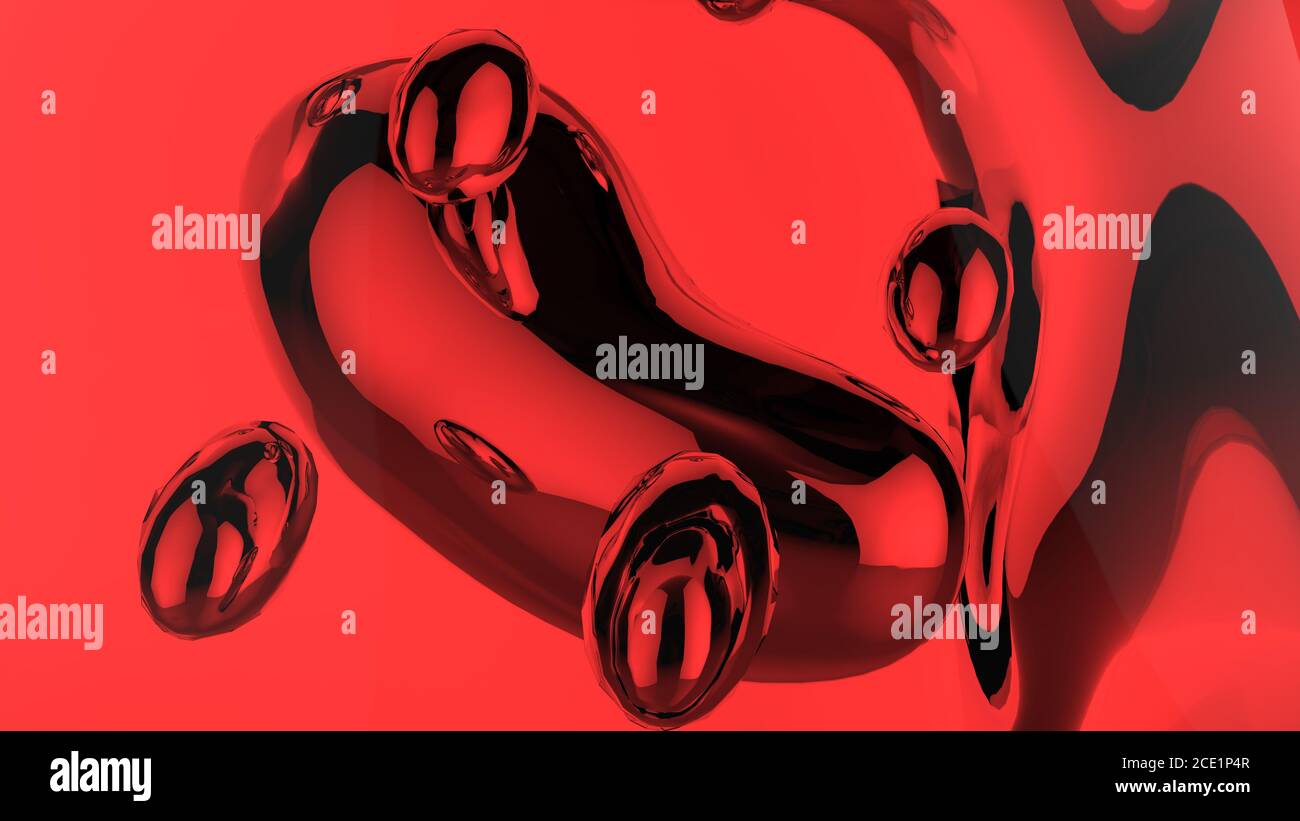 red abstract metal balls that float in mid-air with a red HD background ...