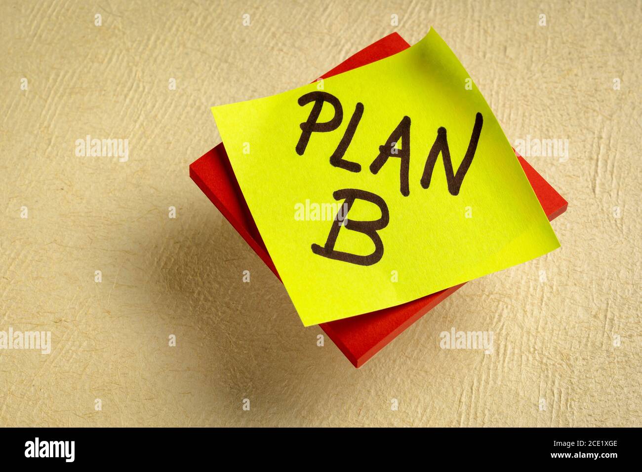 plan B - handwriting on a reminder note, change of business or personal ...
