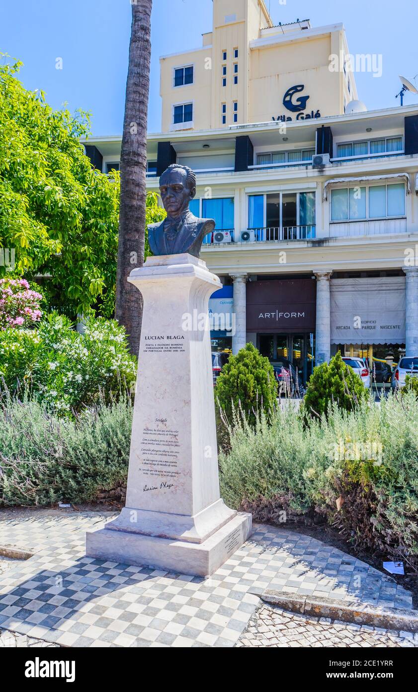 Statue of Lucian Blaga from Estoril. Monument to the poet's stay in ...