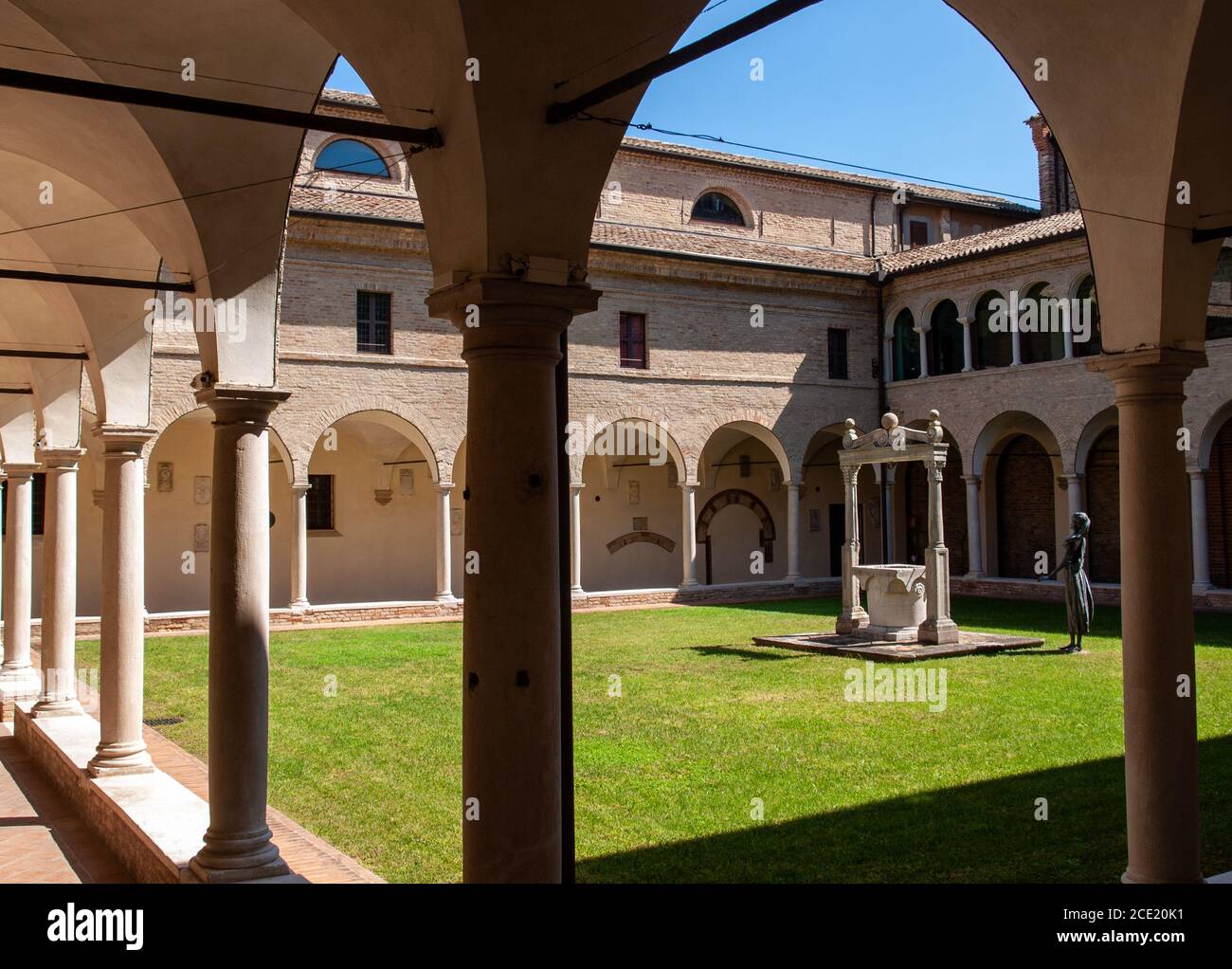 Ravenna, Italy - Sept 11, 2019: Courtyard with decorated columns ...