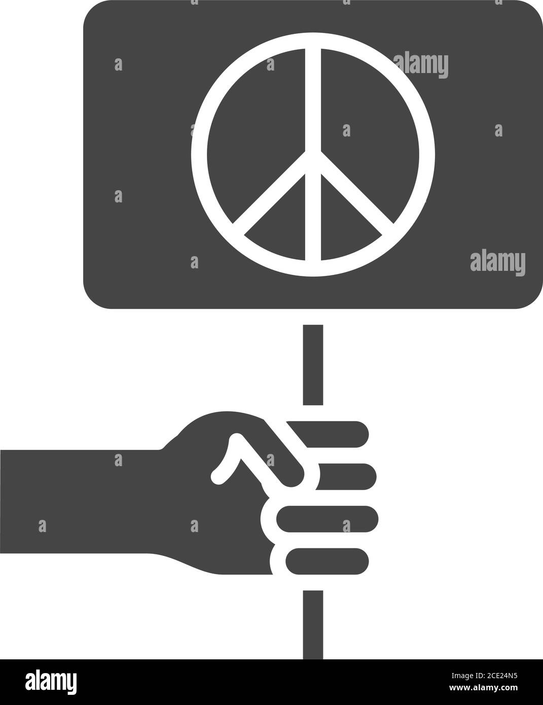 hand with peace placard, human rights day, silhouette icon design ...