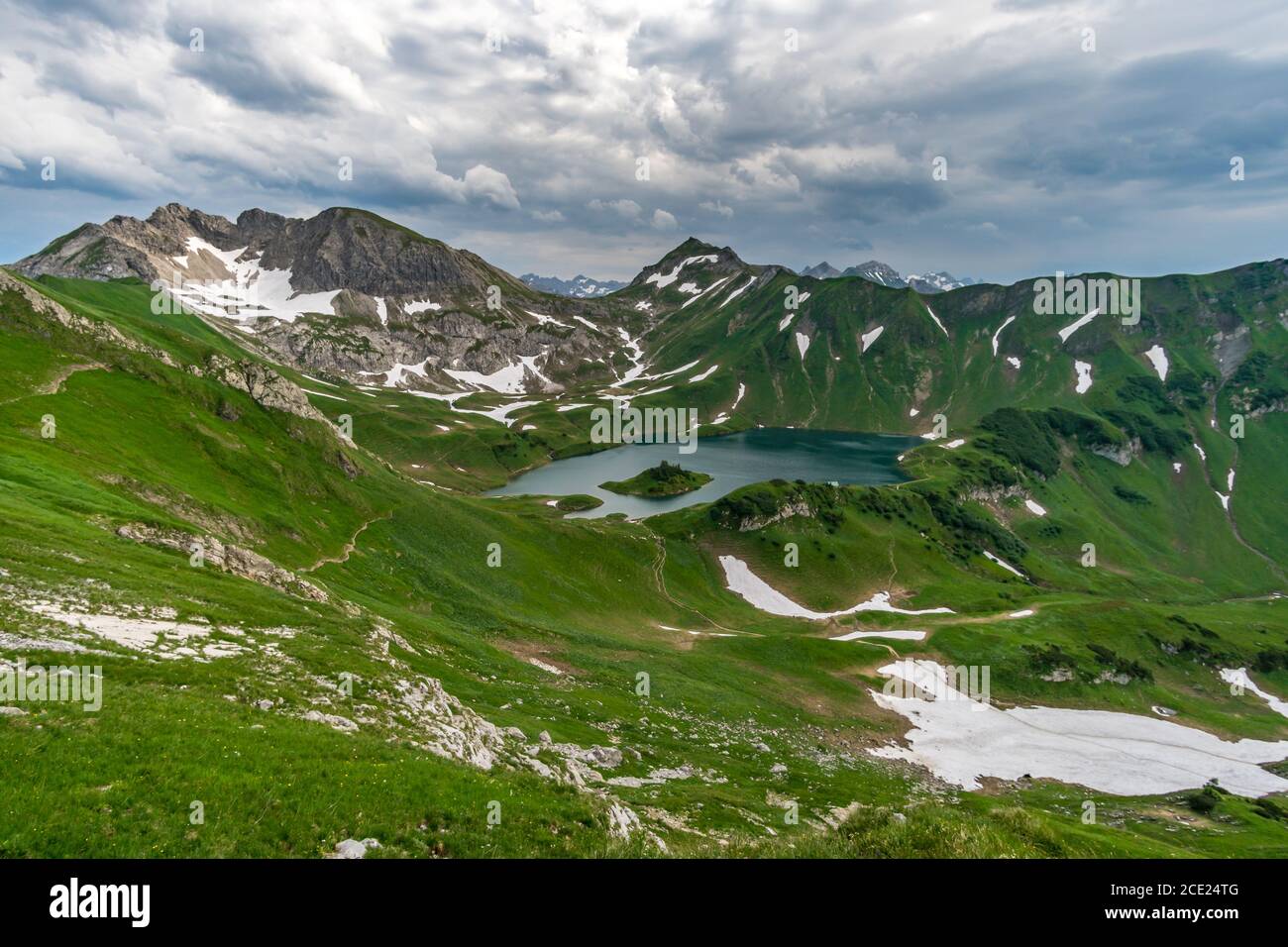 Fantastic hike to the mountain lake Schrecksee near Hinterstein in the ...