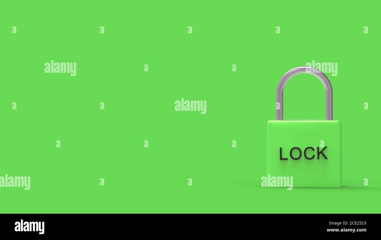 pad lock green padlock with word "lock" on metal on a background ...