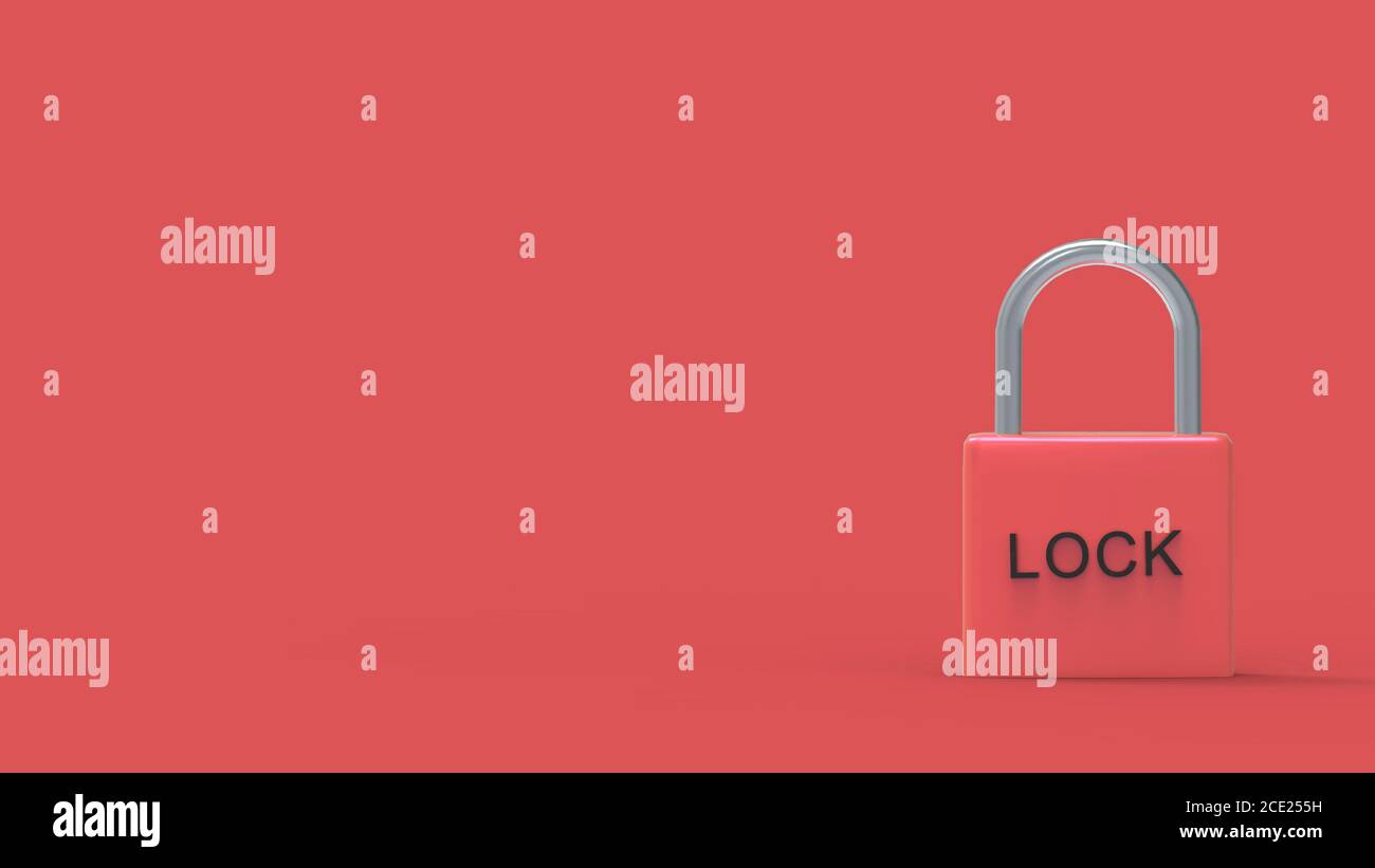 pad lock red padlock with word "lock" on metal on a red background ...