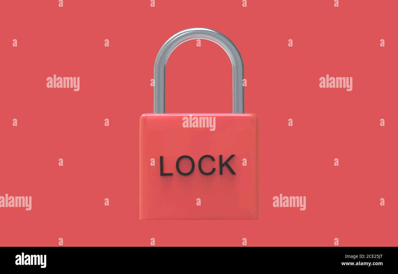 pad lock red padlock with word "lock" on metal on a red background ...