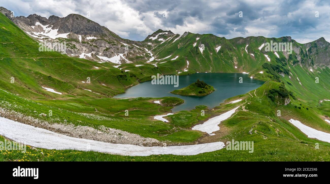 Fantastic hike to the mountain lake Schrecksee near Hinterstein in the ...