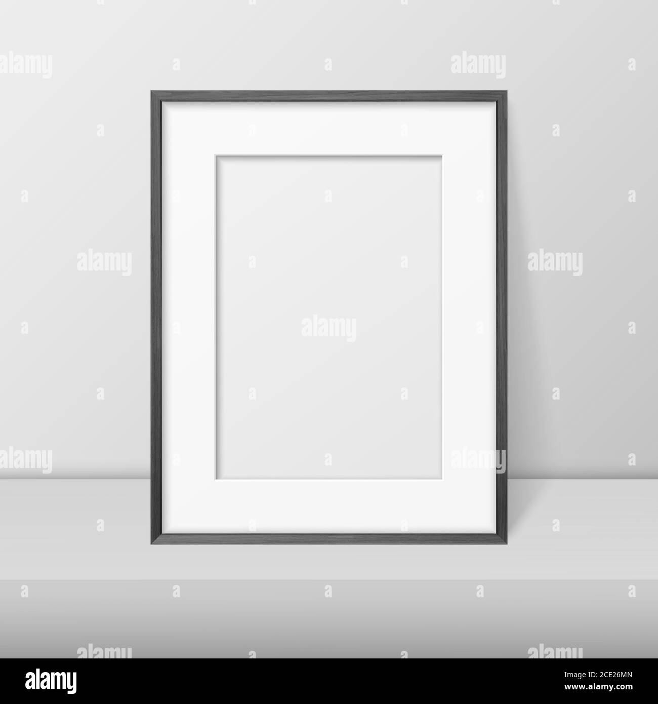 Vector 3d Realistic A4 Black Wooden Simple Modern Frame on a White ...