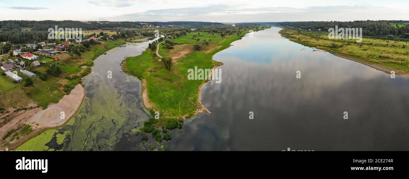 Beautiful Nemunas and Nevezis rivers confluence close to Kaunas city ...