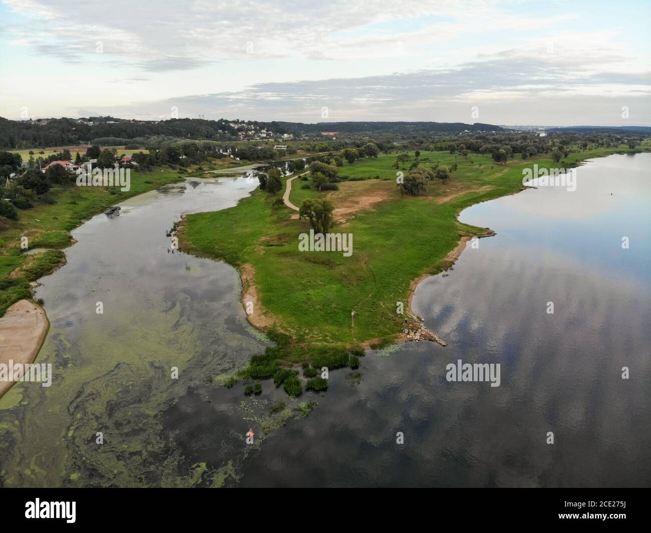 Beautiful Nemunas and Nevezis rivers confluence close to Kaunas city ...
