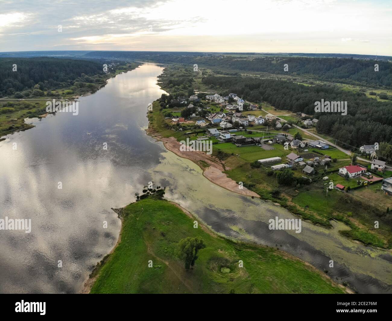Beautiful Nemunas and Nevezis rivers confluence close to Kaunas city ...